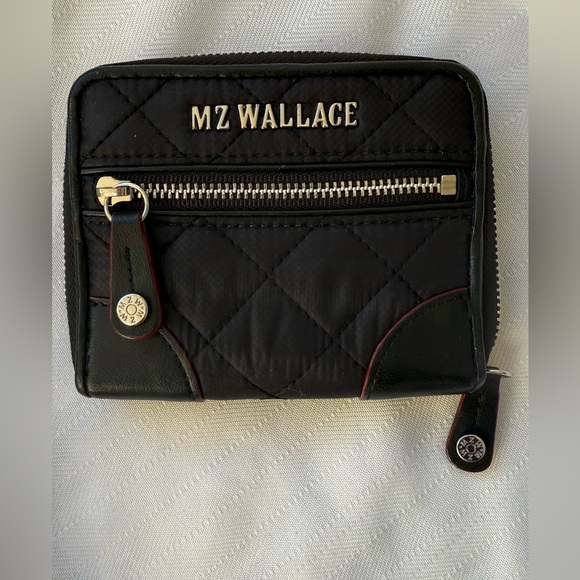 MZ Wallace | Bags | Mzwallace Black Quilted Cardcash Holder With Red Leather Interi | Poshmark